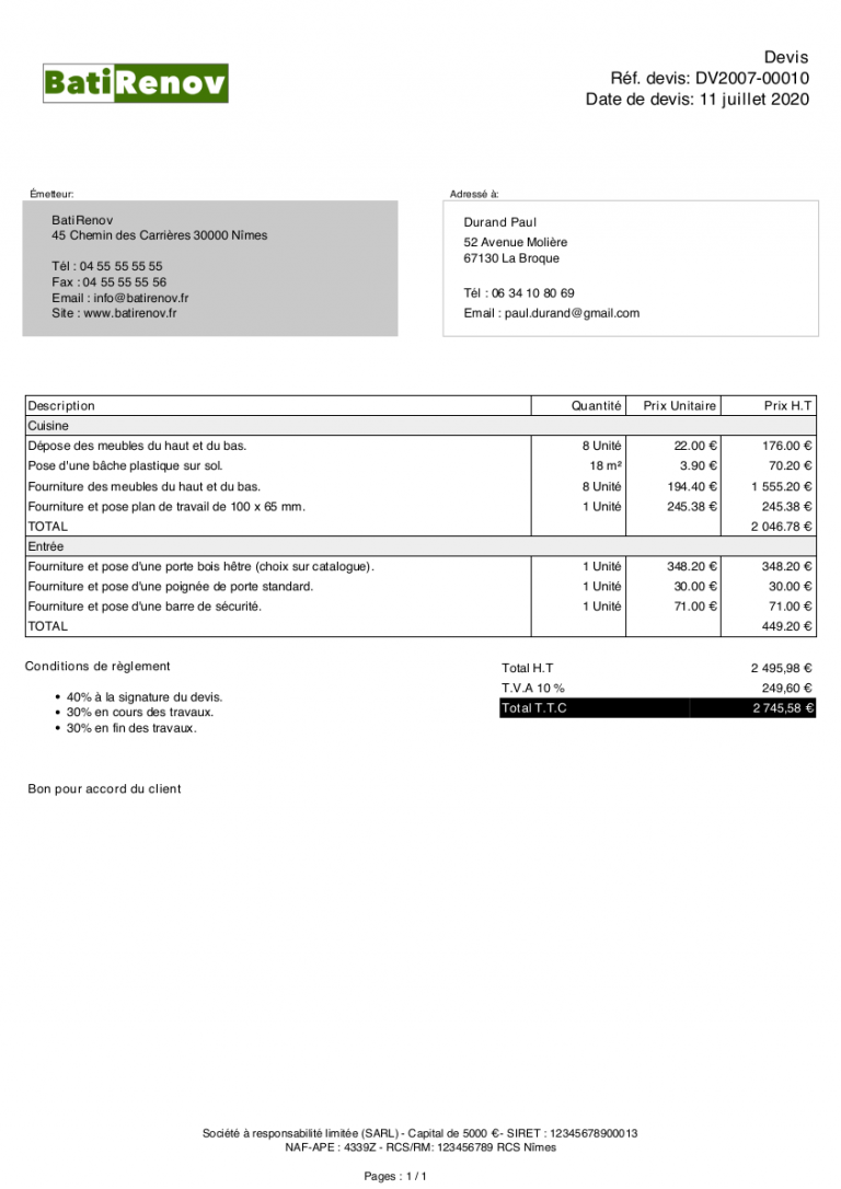 Exemple devis de menuisier pour chiffrer travaux menuiserie| Tactidevis