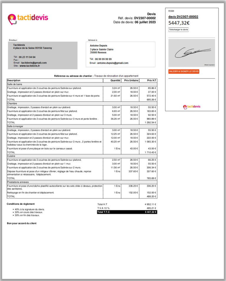 Gagnez du temps dans vos devis et factures grâce à Tactidevis